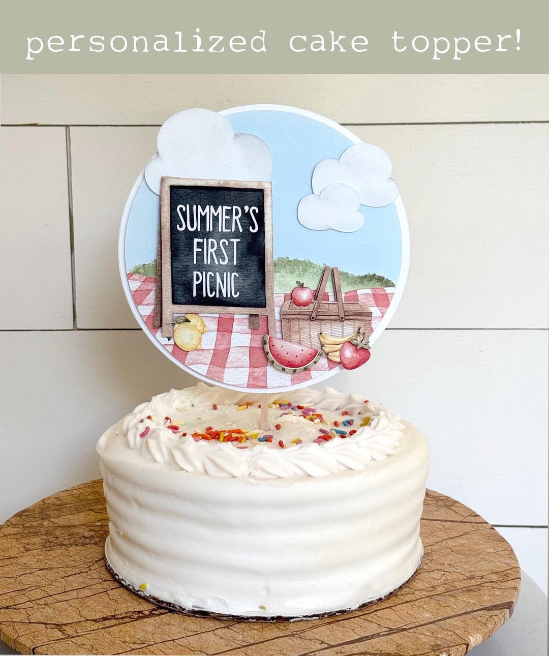 Personalized First Picnic Cake Topper | Farmers Market 1st Birthday ...