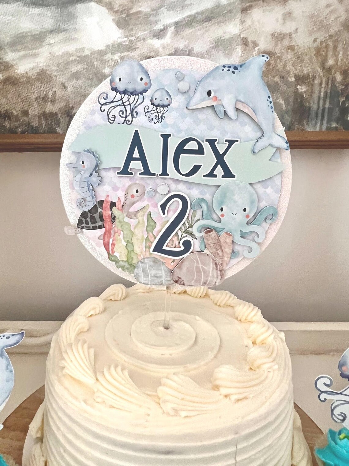 Personalized Under the Sea Cake Topper | Custom Paper Party Favor ...