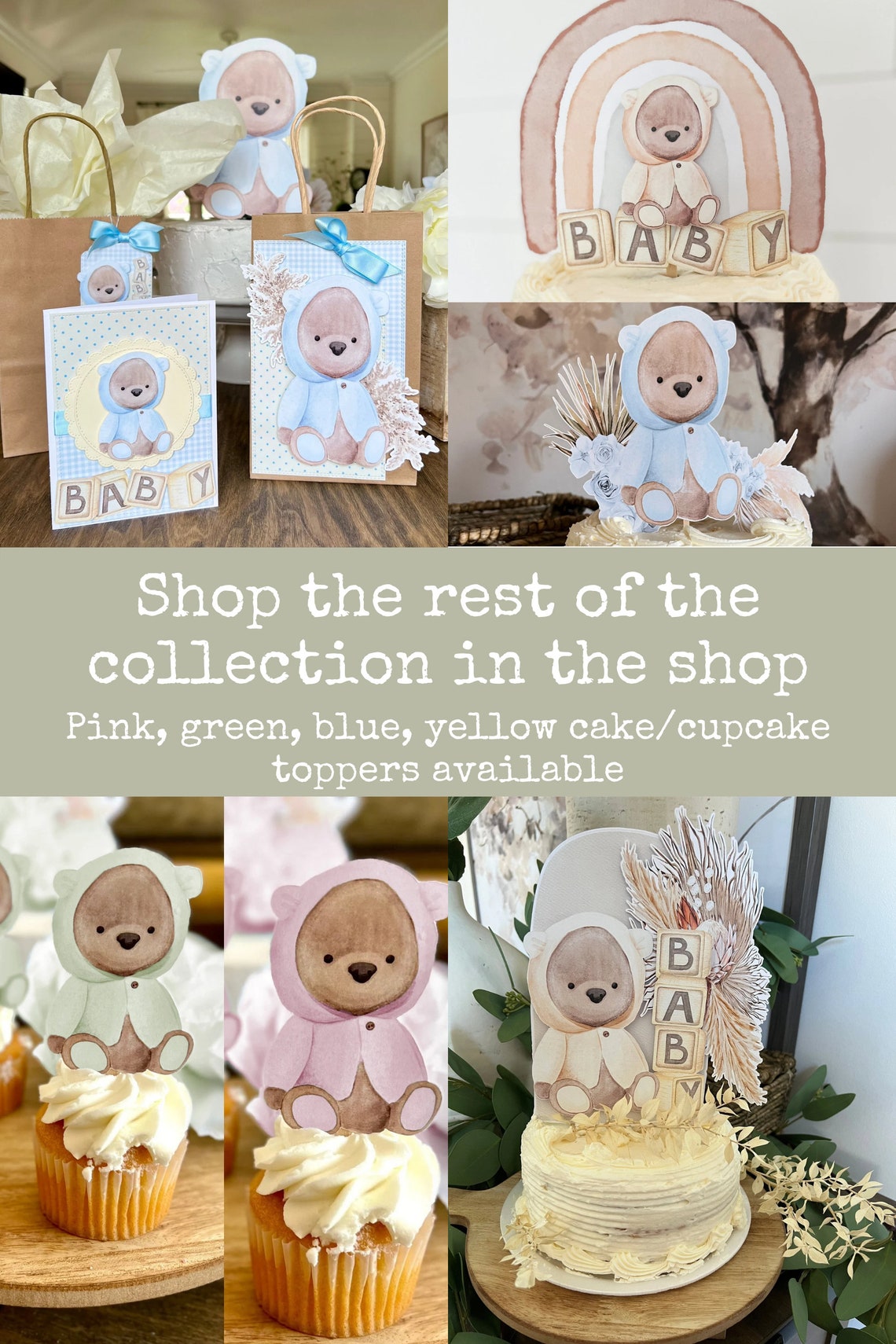 Yellow Teddy Bear Cake Topper Diaper Cake Topper/baby Shower - Etsy