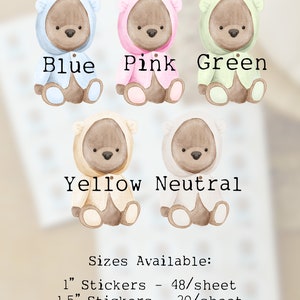 Teddy Bear Sticker Sheet multiple Sizes & Colors Available Baby Shower ...