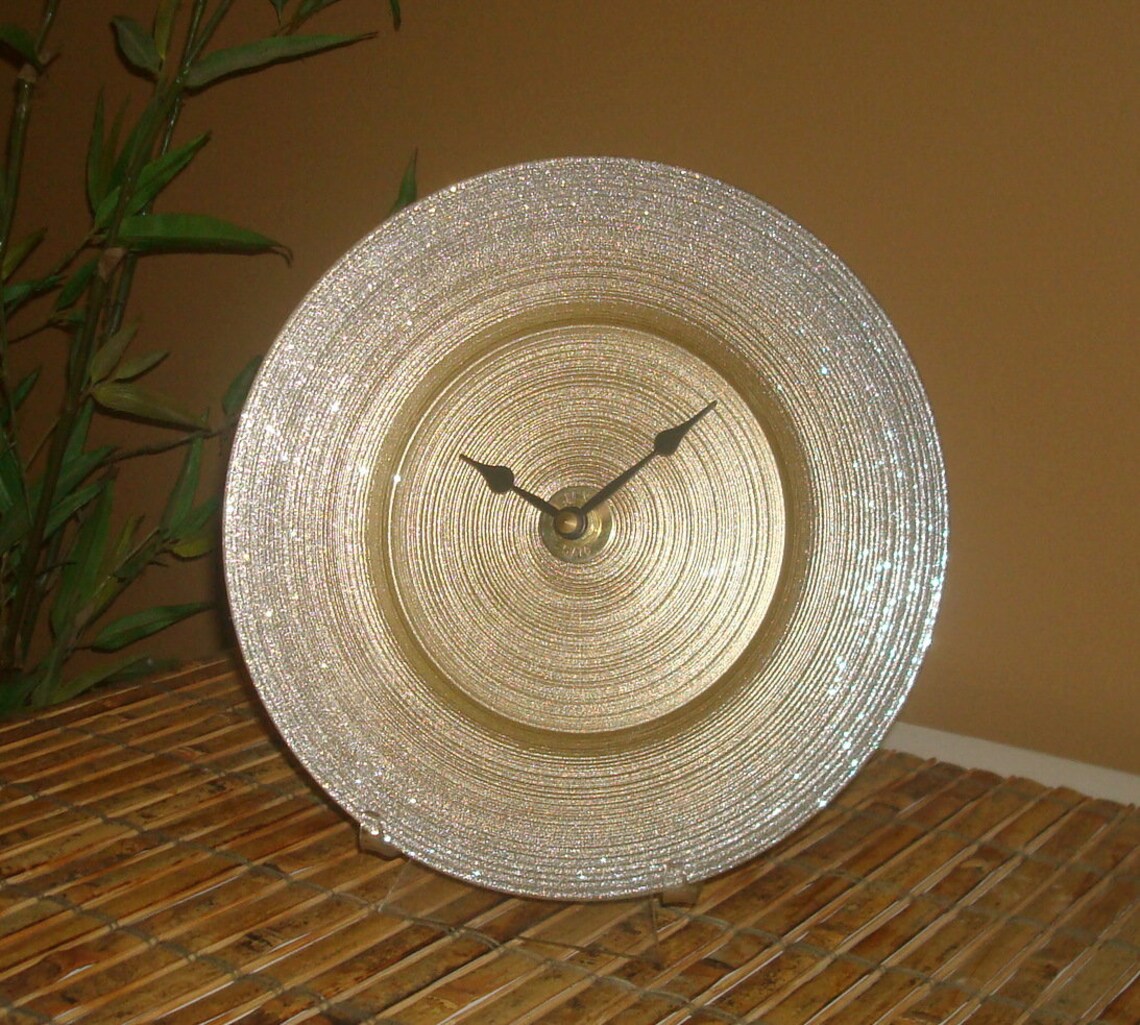 Silver and Gold Wall Clock 8 Inch Glass Plate Clock Silver - Etsy