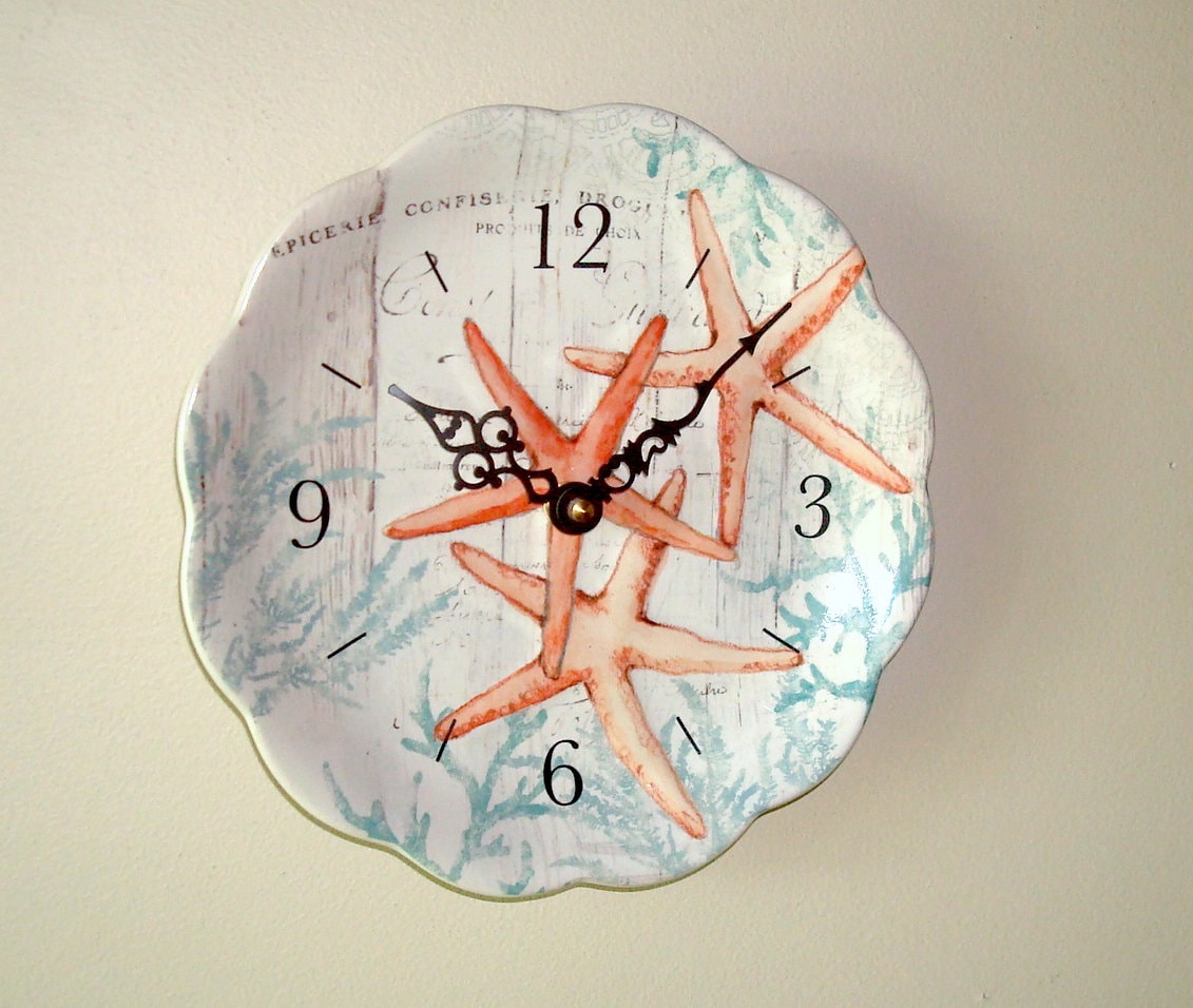 Starfish Wall Clock 8.25 Inch SILENT Plate Clock Coastal - Etsy
