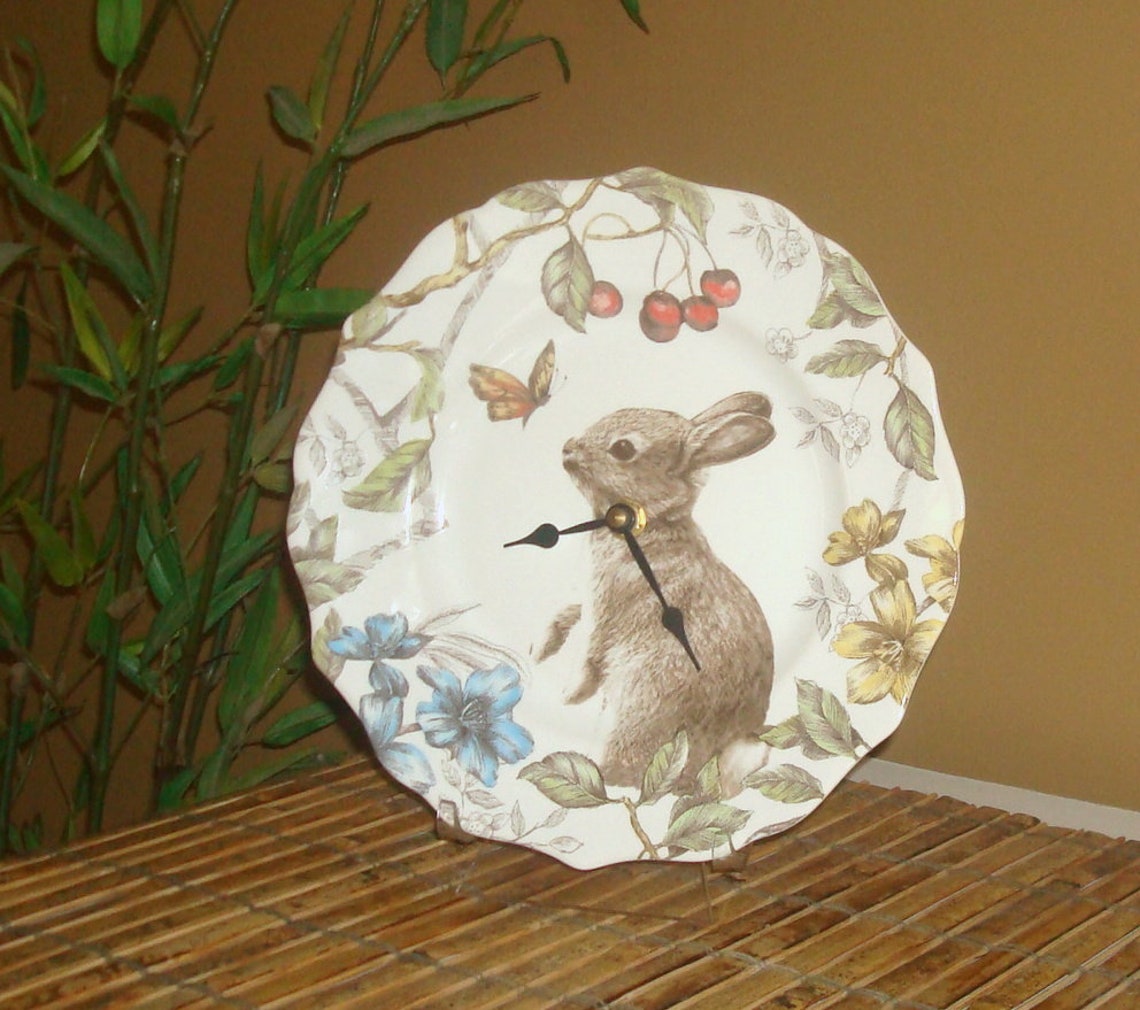 Bunny Clock 8.5 Inch SILENT Ceramic Wall Clock Brown Bunny | Etsy