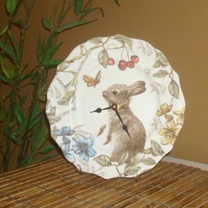 Bunny Clock, 8.5 Inch SILENT Ceramic Wall Clock, Brown Bunny Rabbit ...