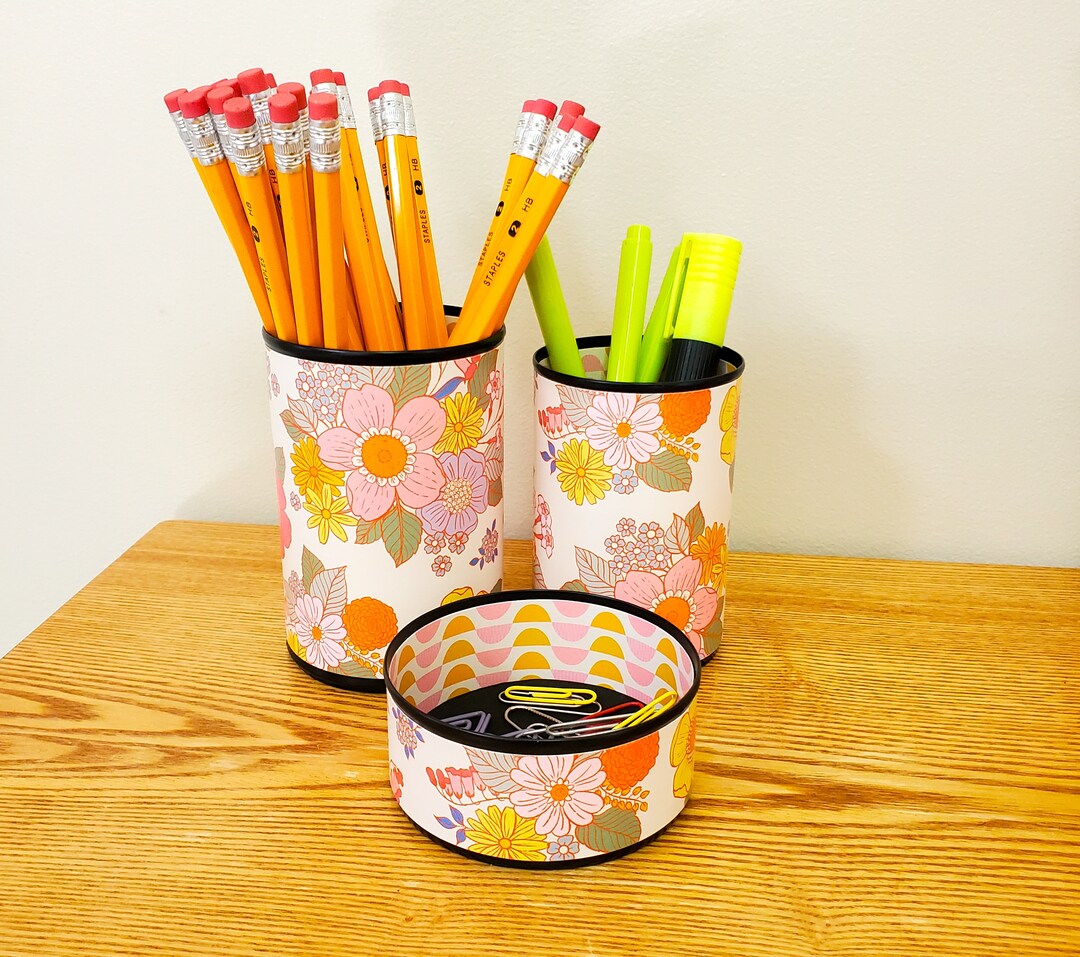 Whimsical Floral Desk Accessories, Fun Flower Power Pencil Holder, Wild ...