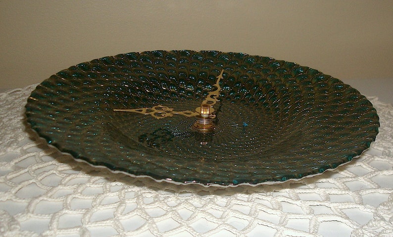 Peacock Wall Clock 9 Inch Turquoise Gold Glass Plate Clock - Etsy