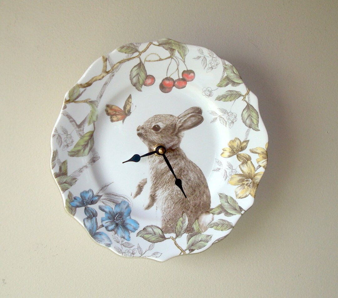 Bunny Clock, 8.5 Inch SILENT Ceramic Wall Clock, Brown Bunny Rabbit ...