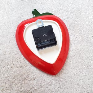 Red Strawberry Kitchen Clock: Ceramic Fruit Decor, Silent Quartz (8 ...