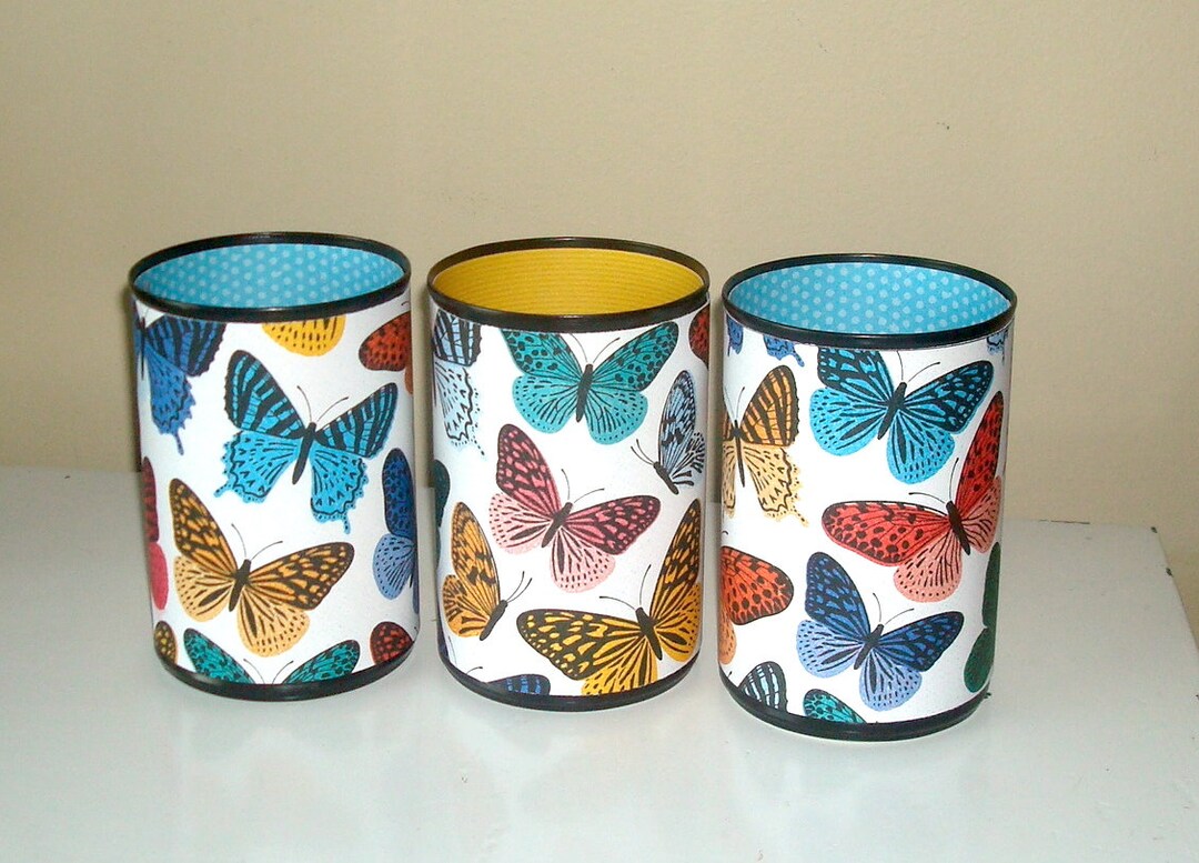 Butterfly Pencil Holder: Recycled Tin Can Desk Organizer - Item 1679 - Etsy