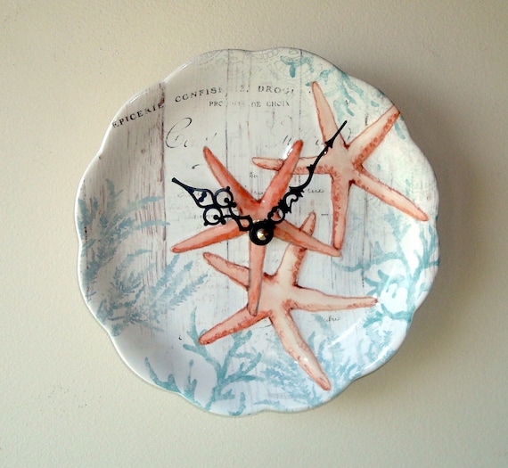 Starfish Wall Clock 8.25 Inch SILENT Plate Clock Coastal | Etsy