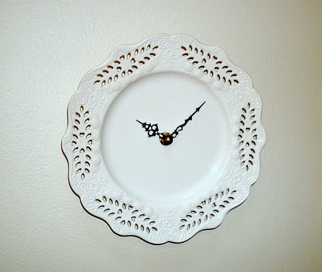 8 Inch Victorian White Wall Clock, Small Porcelain Plate Clock - 3253 ...
