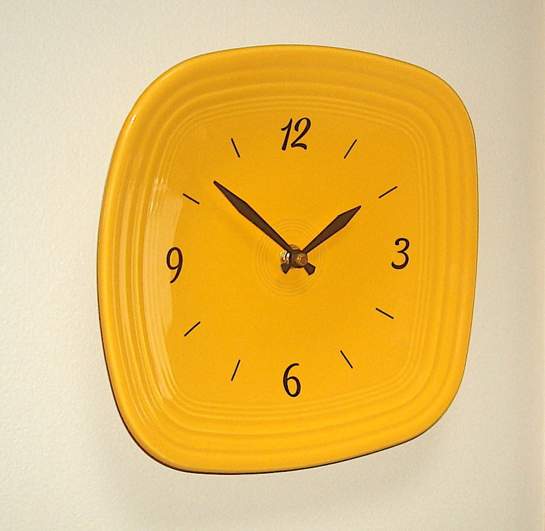 Fiesta Marigold Plate Clock, 9 Inch Kitchen Wall Decor - Item 3422 - Etsy
