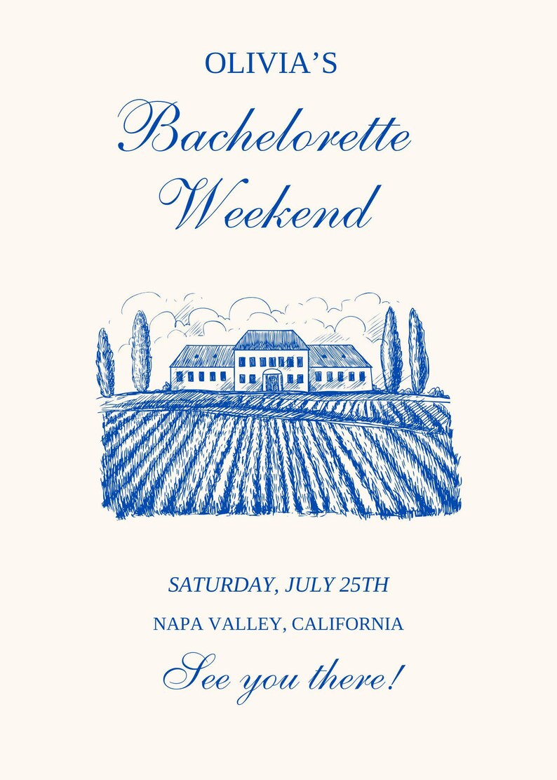 Winery Bachelorette Weekend Getaway Party Invitation | Canva Template ...