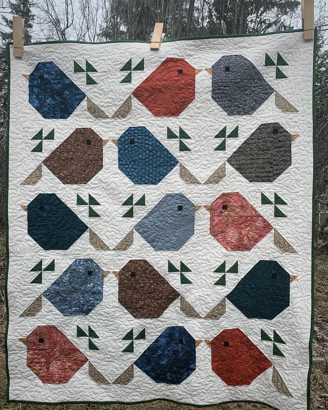 Handmade Sparrow Bird Lap Quilt, Throw. 48x58” Cotton - Etsy