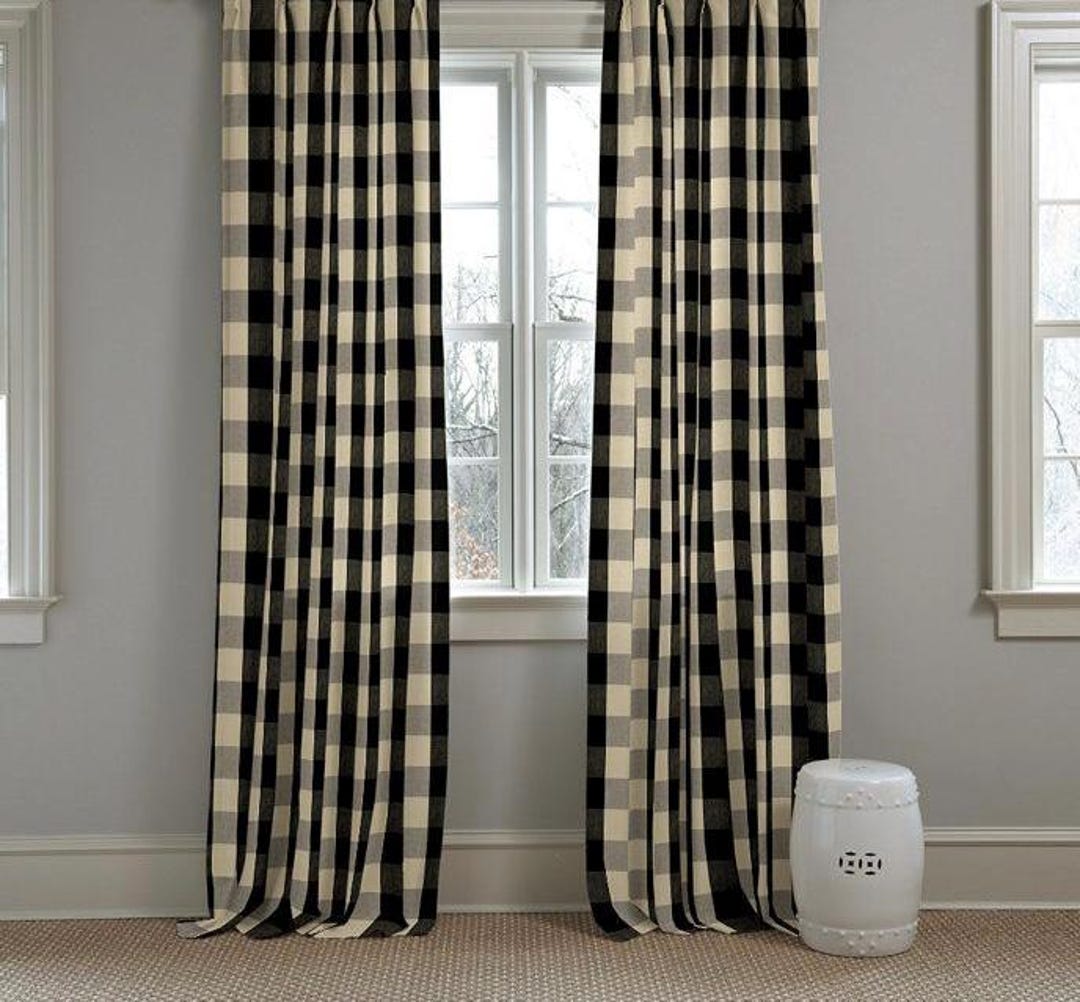 Buffalo Plaid Curtain Panels - 27 Color Options - Custom Buffalo Check ...