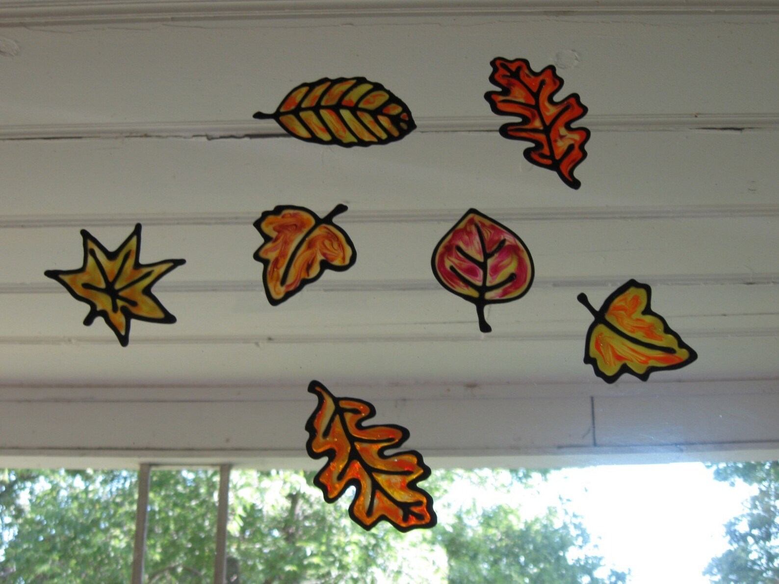Fall Leaves Thanksgiving-stained Glass Window Clings 8 per Set - Etsy