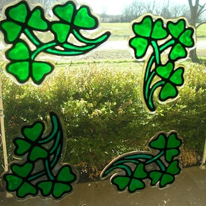 Lucky Four-leaf Clover St Patrick's Day Corner Window Pieces-stained ...