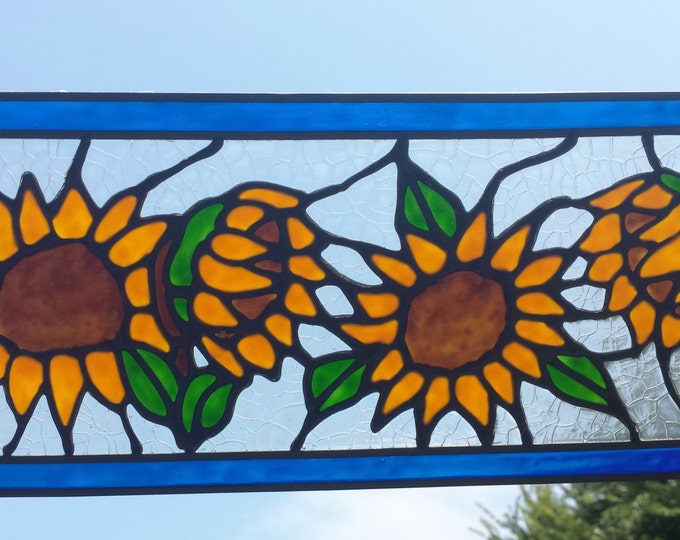 Stained Glass Sunflower Heart Sun Catcher Etsy