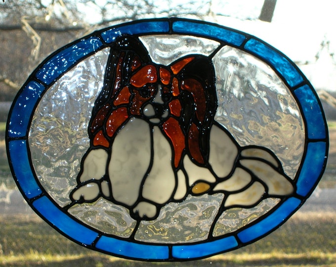 Papillon Dog Stained Glass Window Cling 10.5 X 8 Inches - Etsy