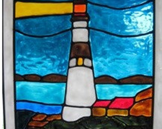 Lighthouse Ocean Nautical Stained Glass Window - Etsy