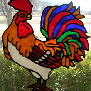 Rooster-stained Glass Window Cling 8 X 6.5 - Etsy