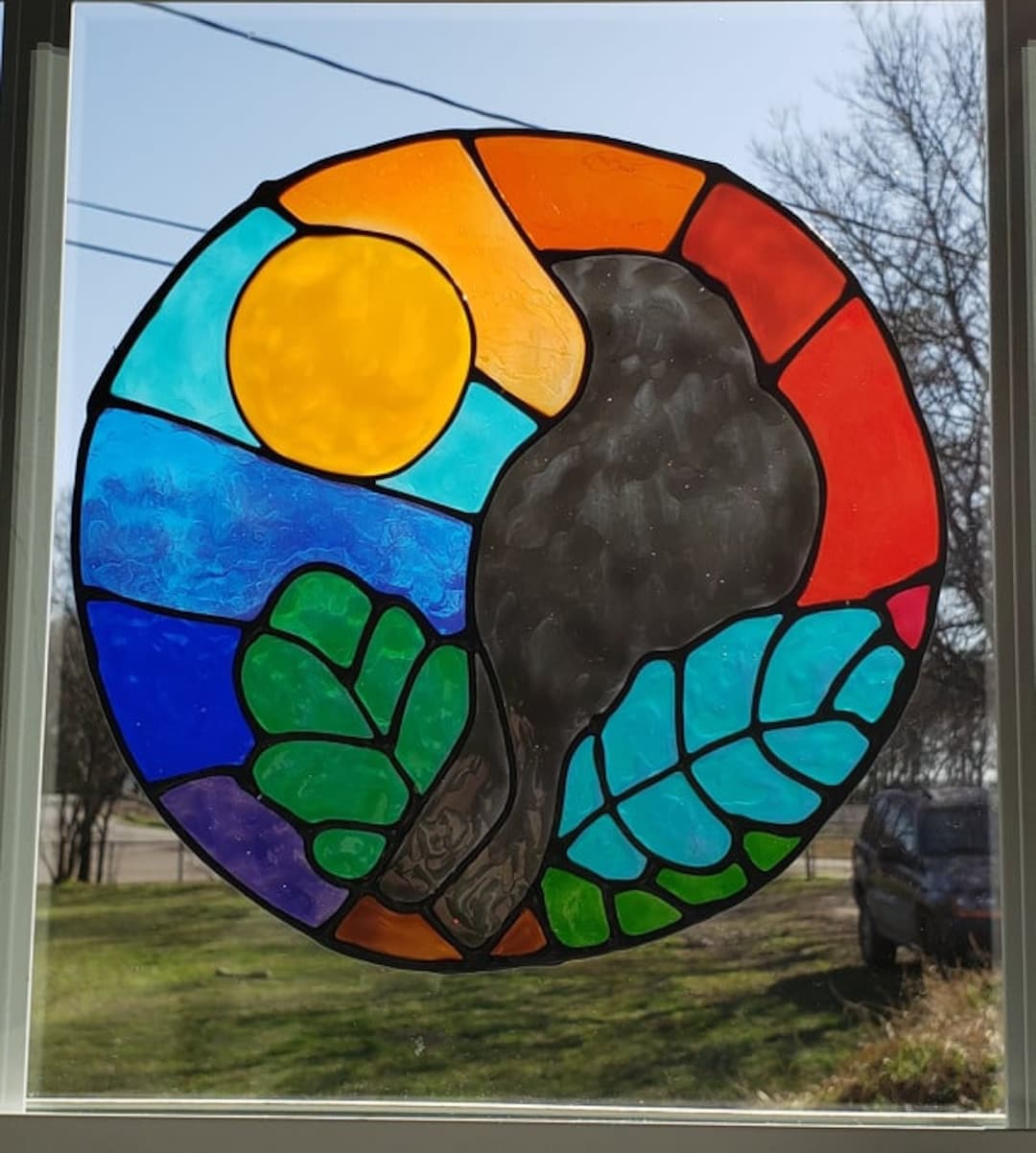 Raven in the Sun Can Also Be Made Into Raven in the Moon Stained Glass ...