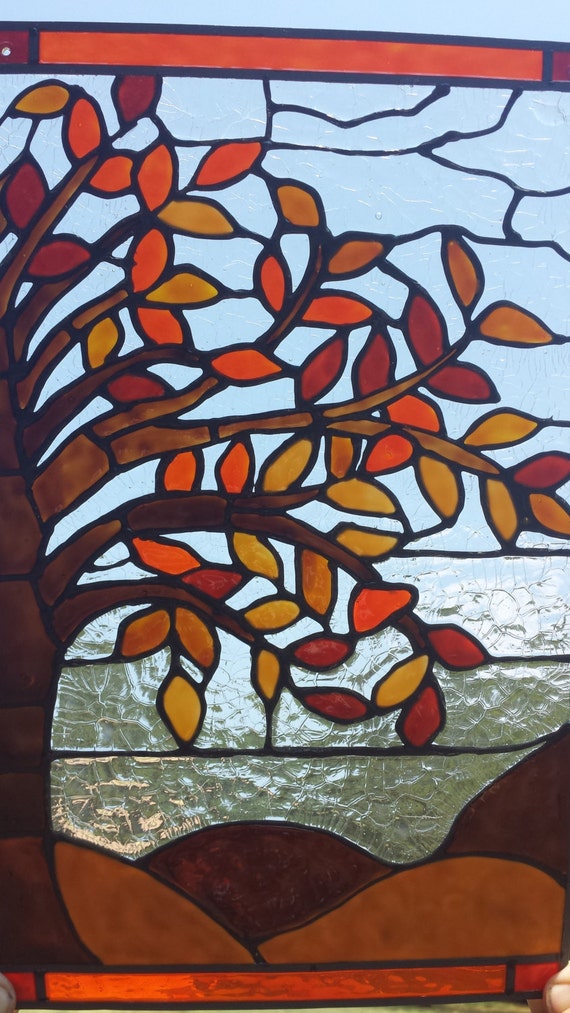 Autumn Tree Stained Glass Window - Etsy