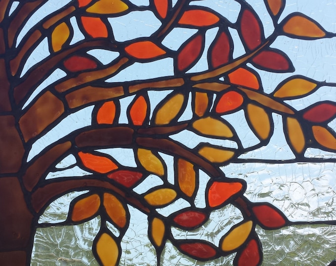 Autumn Tree Stained Glass Window | Etsy