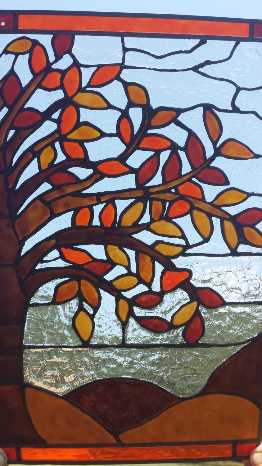 Autumn Tree Stained Glass Window - Etsy