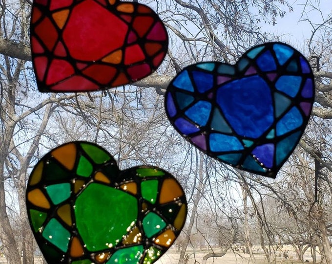 Hearts Different Colored Stained Glass Window Clings - Etsy