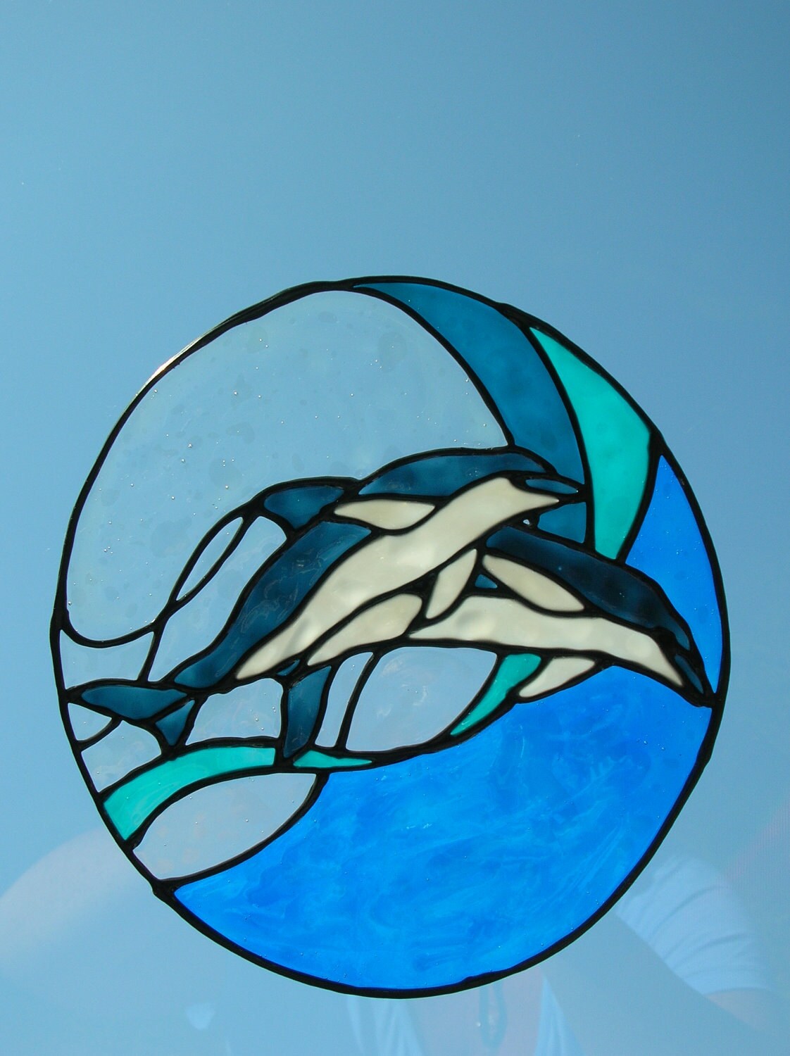 Dolphins Jumping in Wave-stained Glass Window Cling - Etsy