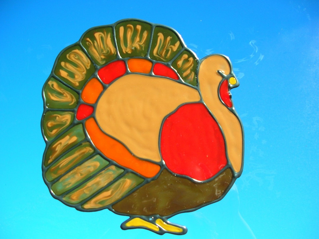 Turkey Thanksgiving-stained Glass Window Cling 7 X 7.5 - Etsy