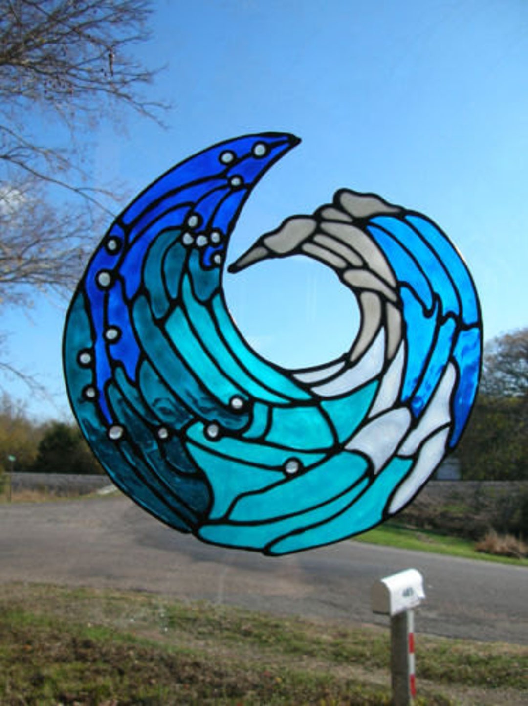 Ocean Wave Stained Glass Window Cling - Etsy