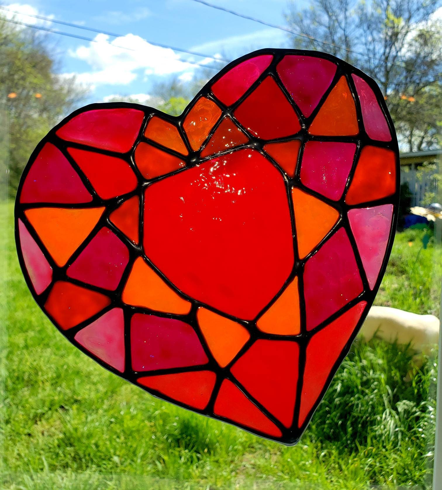 Show your love Hearts large 8 x 8 each. Stained glass window | Etsy