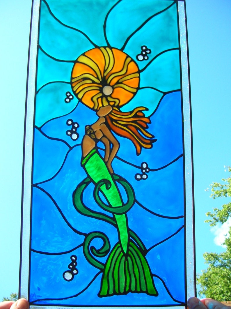 Mermaid Shining in the Sun Stained Acrylic Glass Windows | Etsy