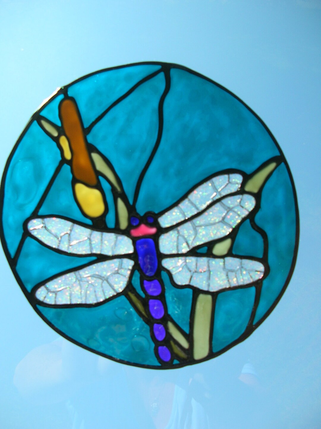 Dragonfly With Cat Tails Nautical Stained Glass Window Cling - Etsy