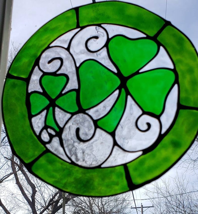 St. Patrick's Day Two Clove Simulated Stained Glass Cling - Etsy