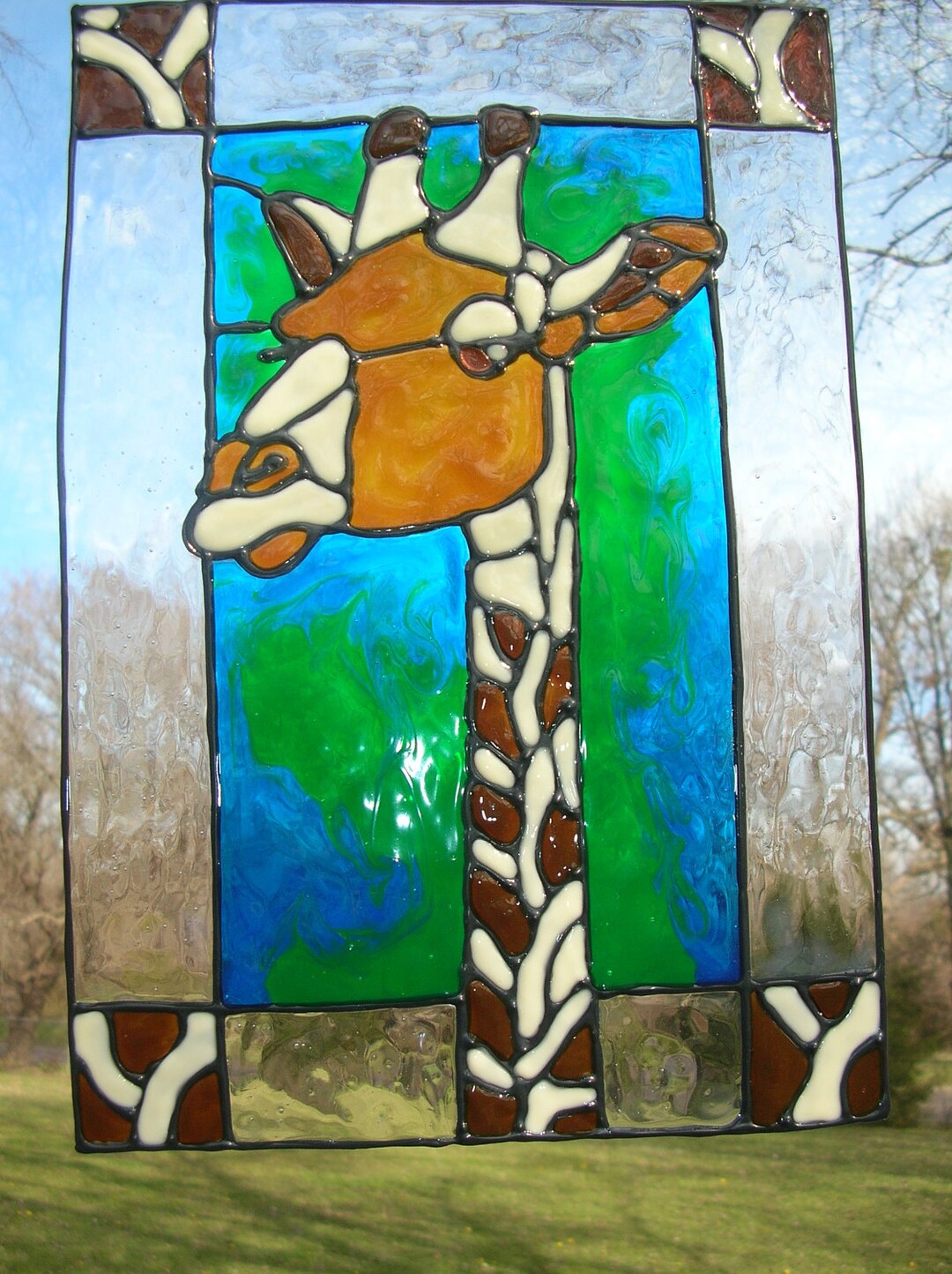 Giraffe Safari Stained Glass Window Cling - Etsy