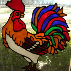 Rooster-stained Glass Window Cling 8 X 6.5 - Etsy