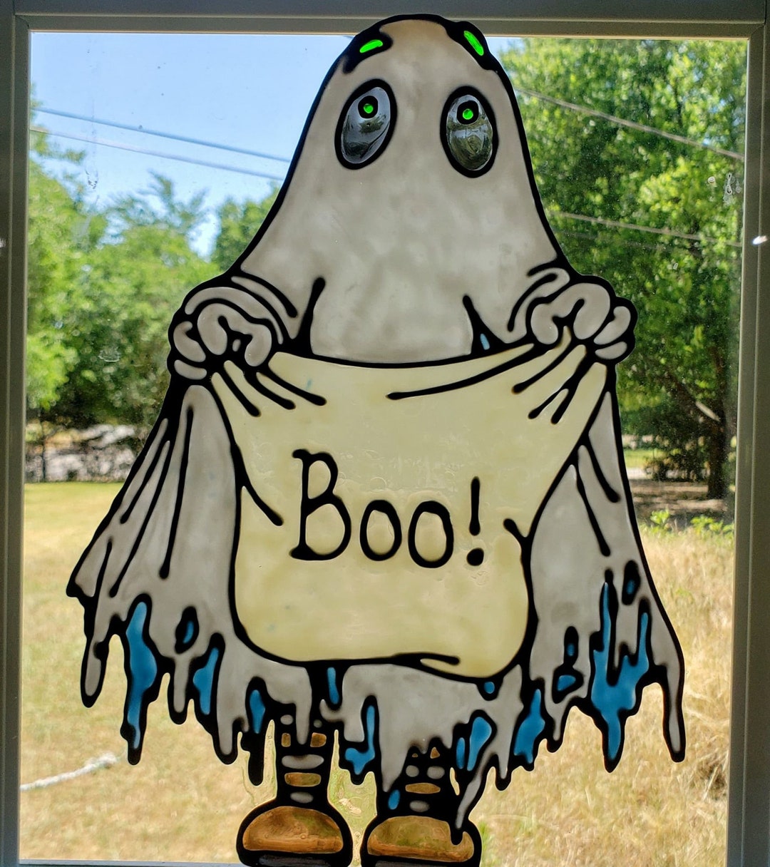 Ghost Boo-stained Glass Window CLING - Etsy