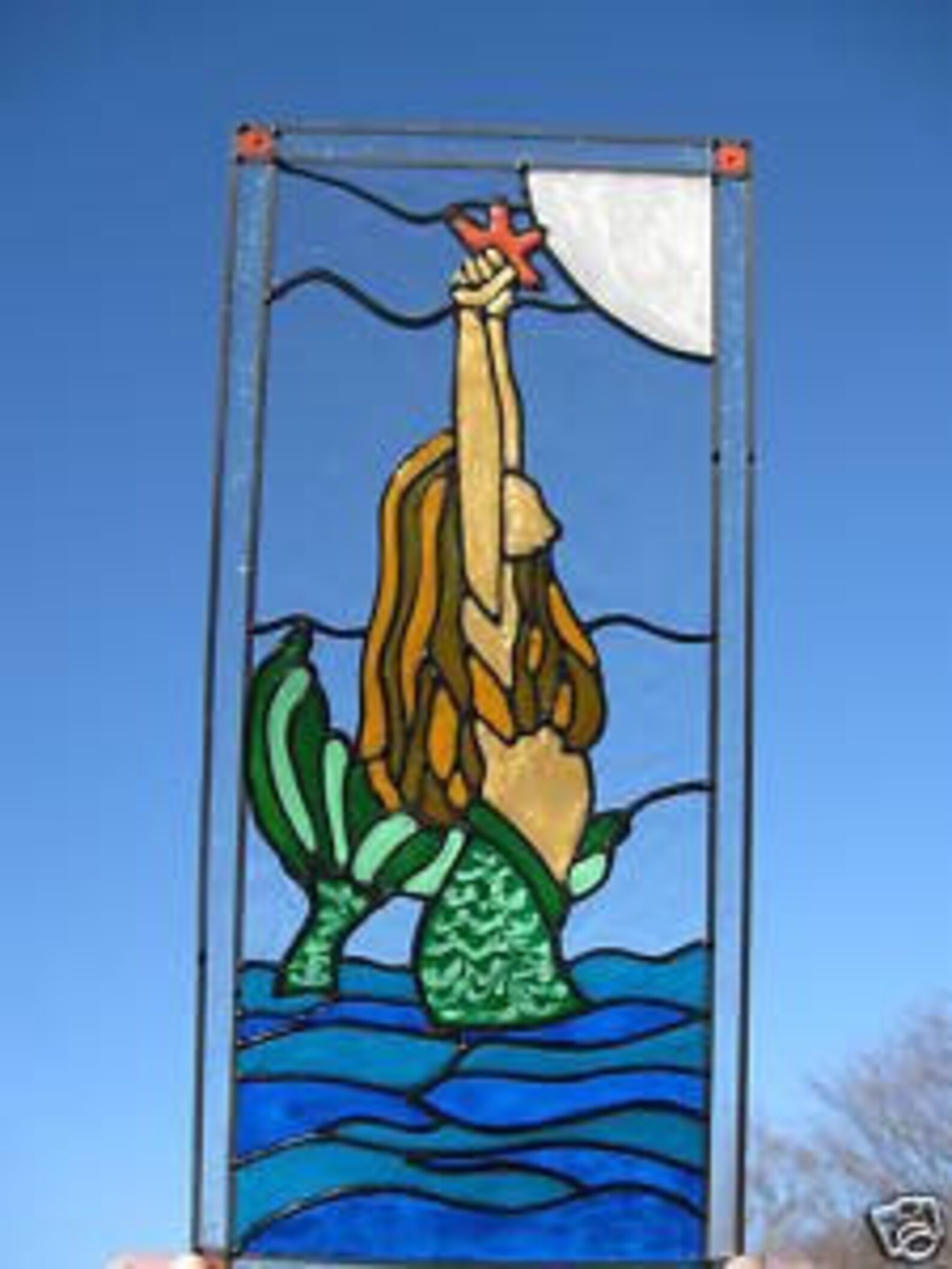 Mermaid and Starfish Ocean Nautical Stained Glass Window - Etsy