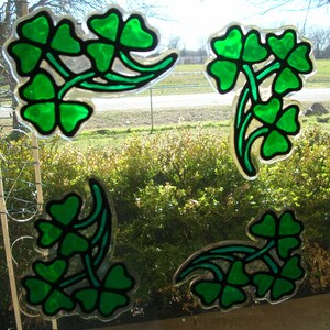 Lucky Four-leaf Clover St Patrick's Day Corner Window Pieces-stained ...