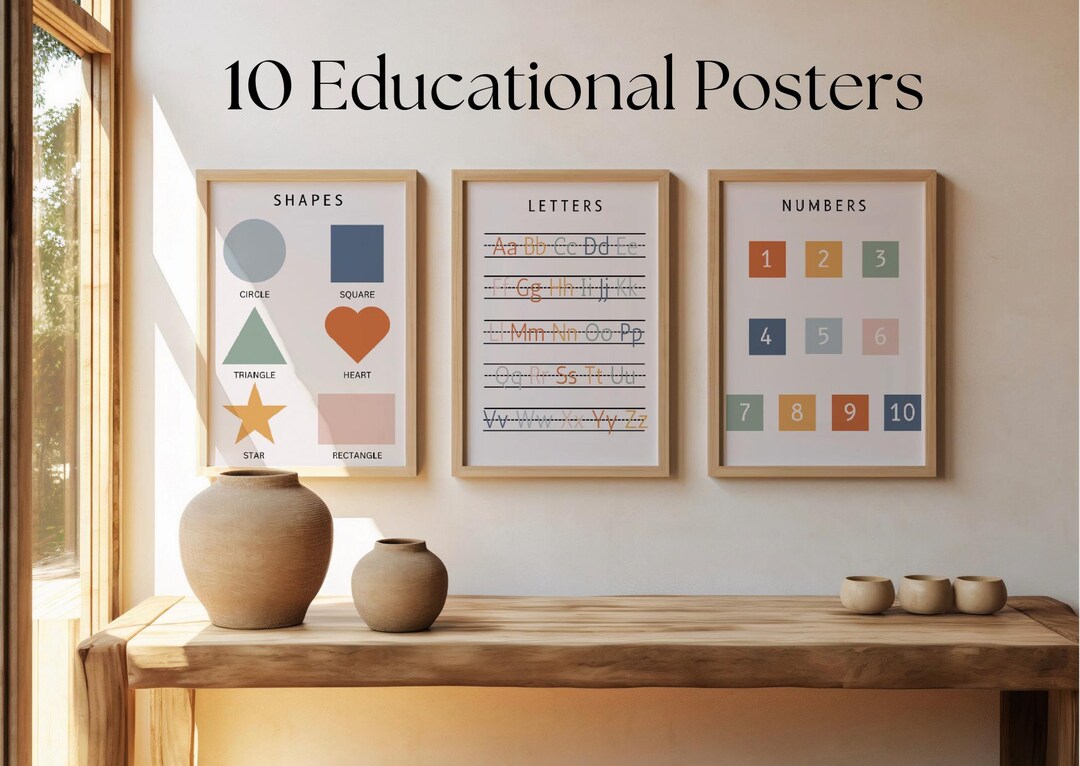 Boho Educational Posters for Kids – Set of 10 Aesthetic Classroom ...