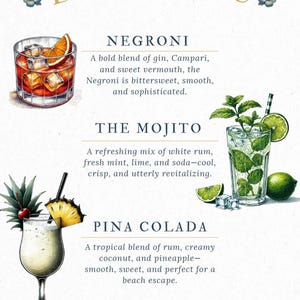 St Barts Menu - Editable Canva Wedding Cocktail Menu Template - Bar ...