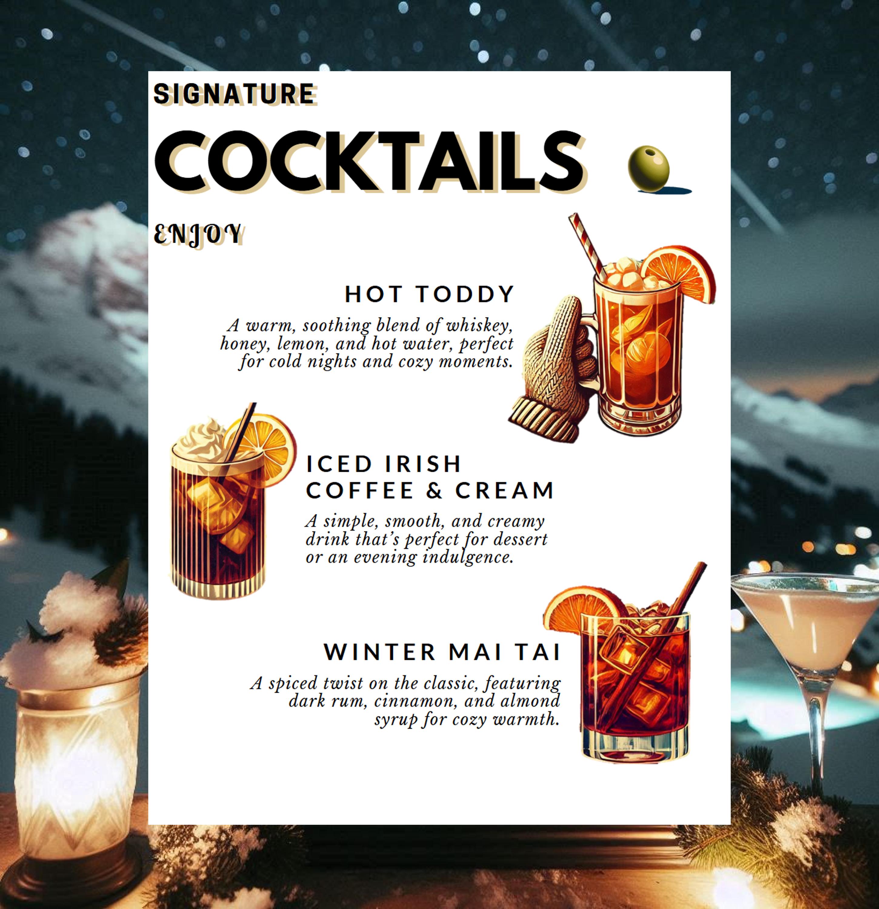 Winter Drinks Template - Editable Canva Wedding Cocktail Menu Template ...