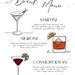 April Menu - Editable Canva Wedding Cocktail Menu Template - Bar Sign ...