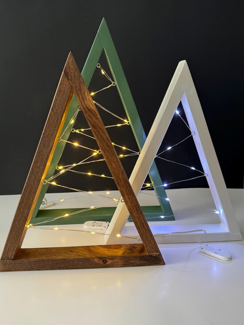 Wooden Christmas Tree With Lights - Etsy