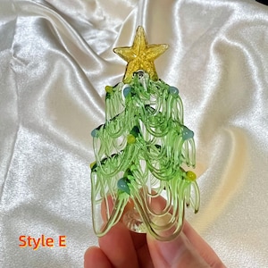 Handmade Stained Glass Christmas Tree Statue, Illuminated Crystal Xmas ...