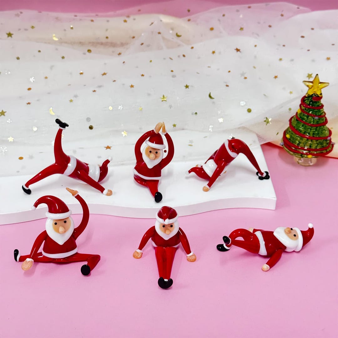 Colored Glass Yoga Santa Claus,miniature Christmas Ornaments, Santa ...