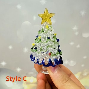 Handmade Stained Glass Christmas Tree Statue, Illuminated Crystal Xmas ...